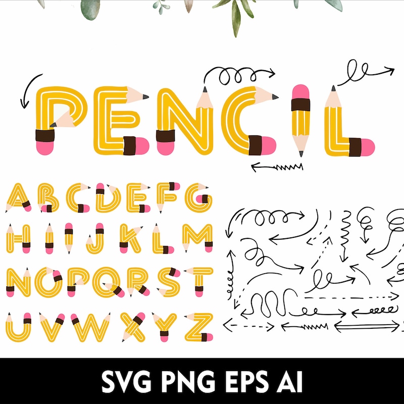 Pencil Font Png - Etsy