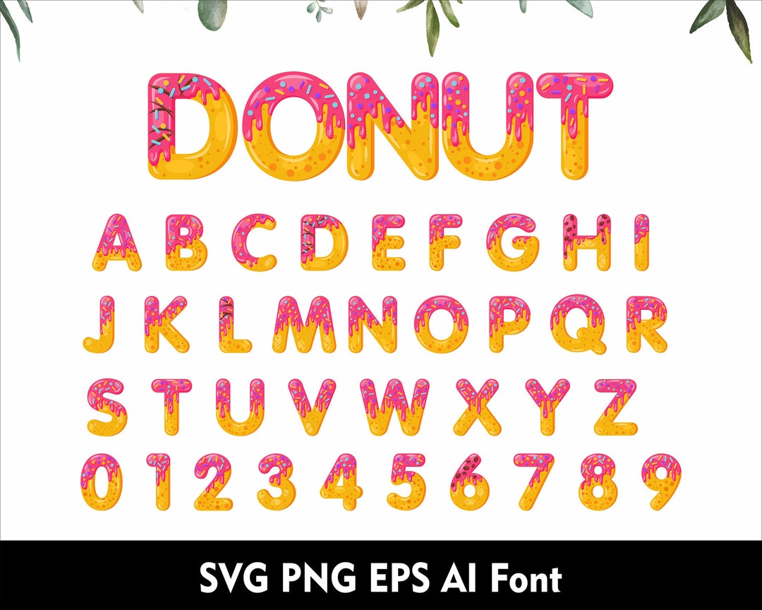 Donut Alphabet Biscuit Color Cartoon Font Glazed Christmas Letters ...