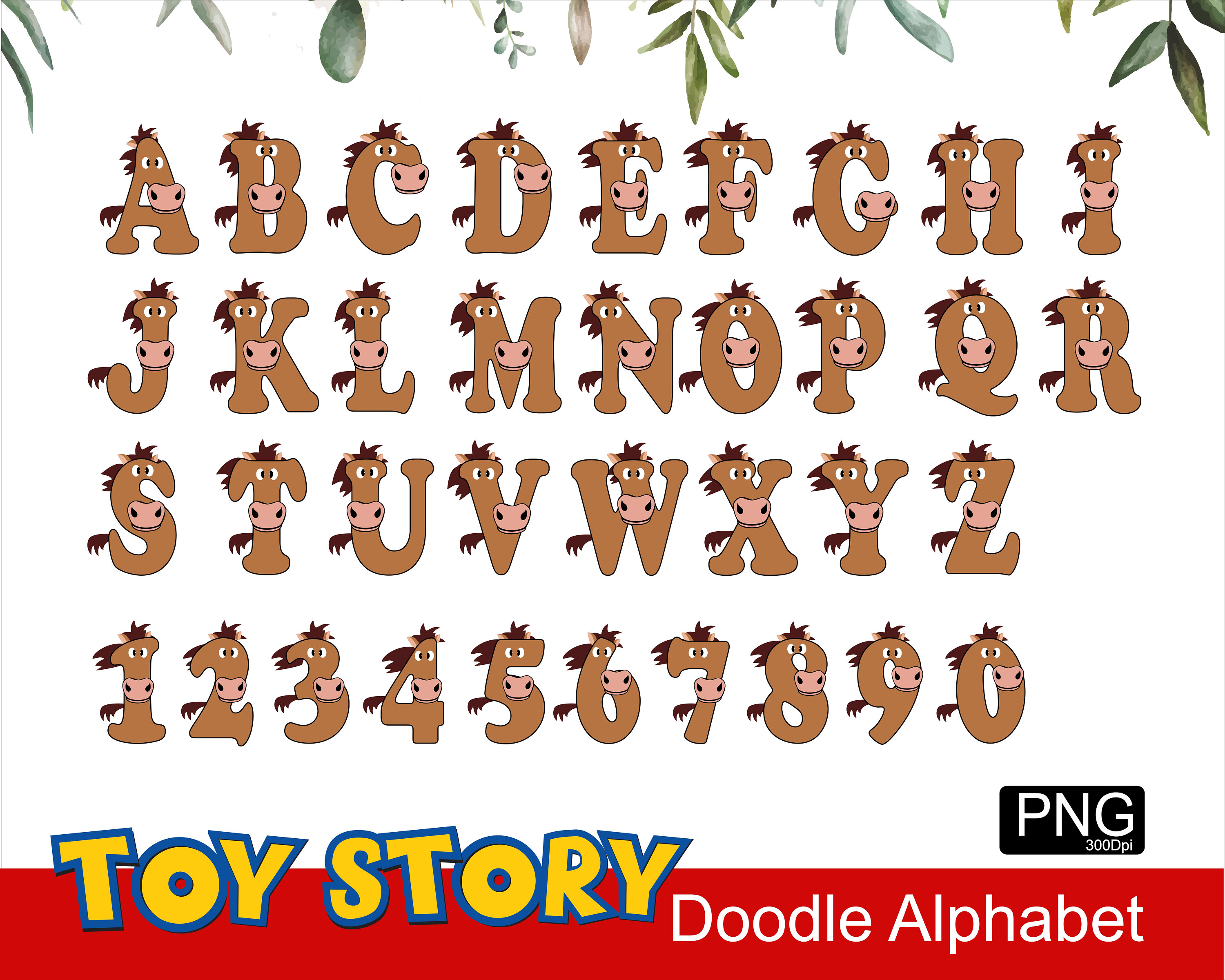 Toy Story Doodle Alphabet BUNDLE 7 Set Toys Story Font Png Alphabet ...