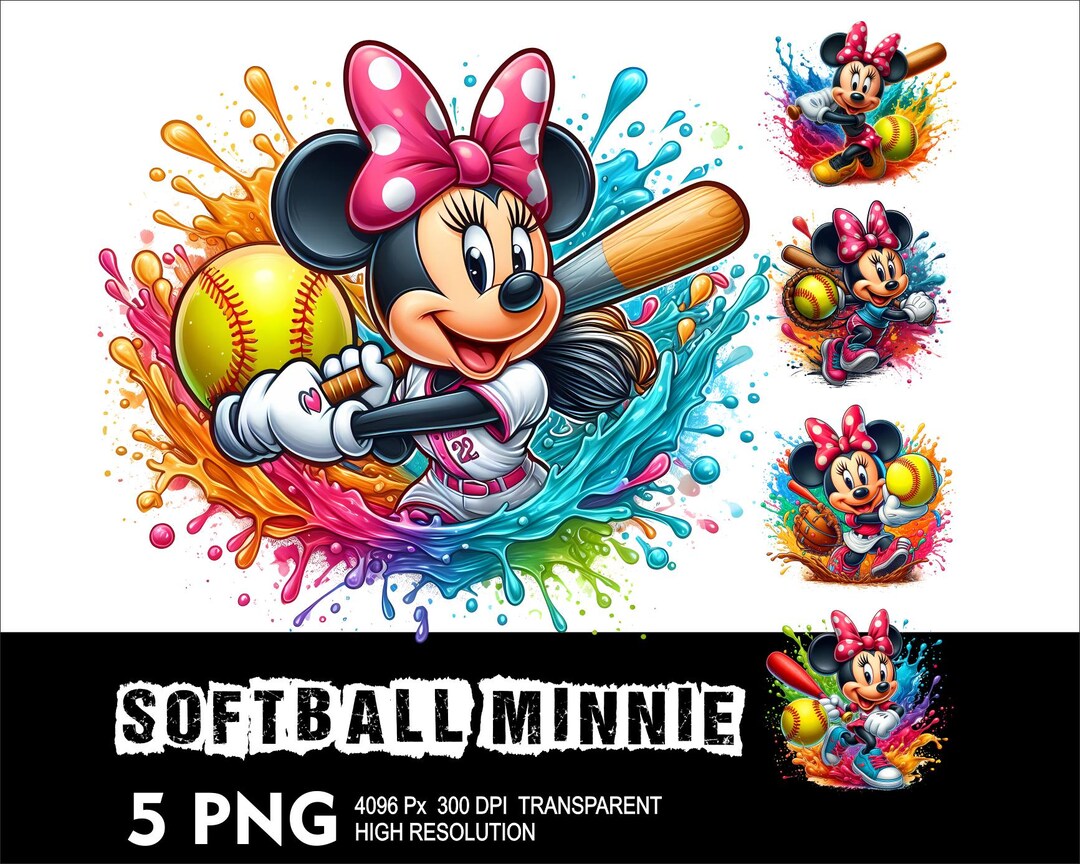 5 PNG Softball Mouse Girl Splash and Watercolor Transparent PNG File ...