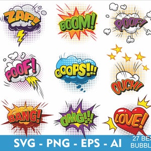 Comic Font SVG Comic Bubbles Clipart Kids Font - Comic Svg Png Eps Ai ...
