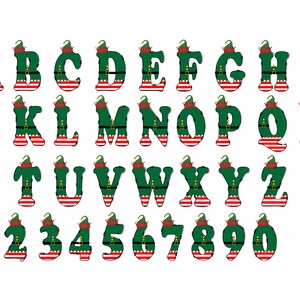 Christmas Doodle Alphabet BUNDLE 6 Set PNG Christmas Letters Santa Elf ...