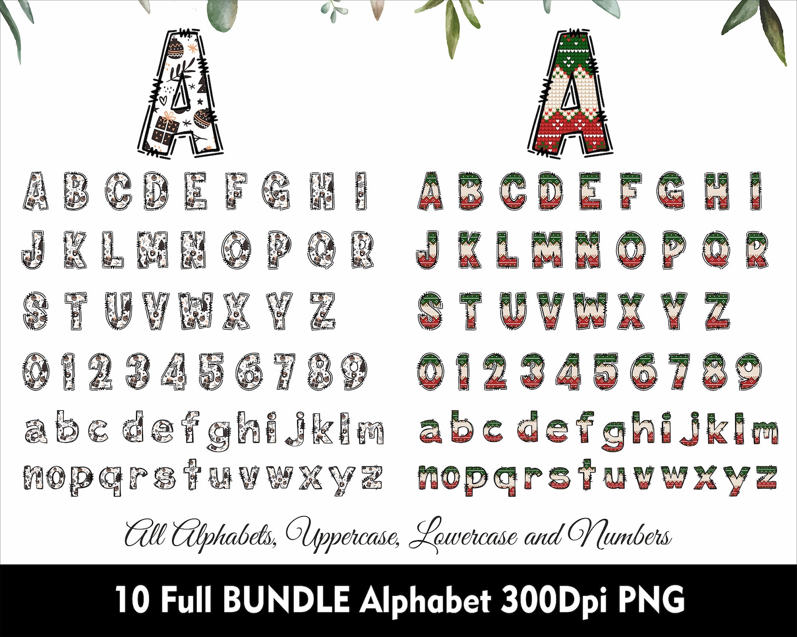 Christmas Doodle Letters 10 Sets BUNDLE Christmas Alphabet Merry ...