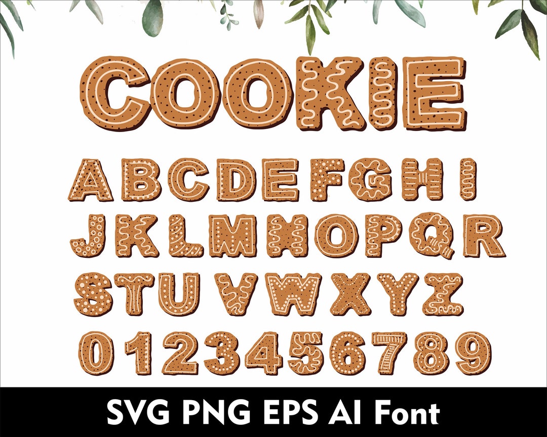 Christmas Cokie Alphabet Gingerbread Letters Cokies Font Christmas Svg ...