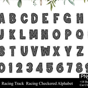 Racing Checkered Alphabet Race Track Alphabet Road Numbers Letters Race ...