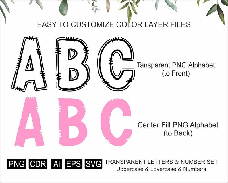 BUNDLE Doodle Letters PNG Transparent Doodle Alphabet Hand Drawn ...