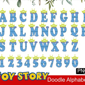Toy Story Doodle Alphabet BUNDLE 7 Set Toys Story Font Png Alphabet ...