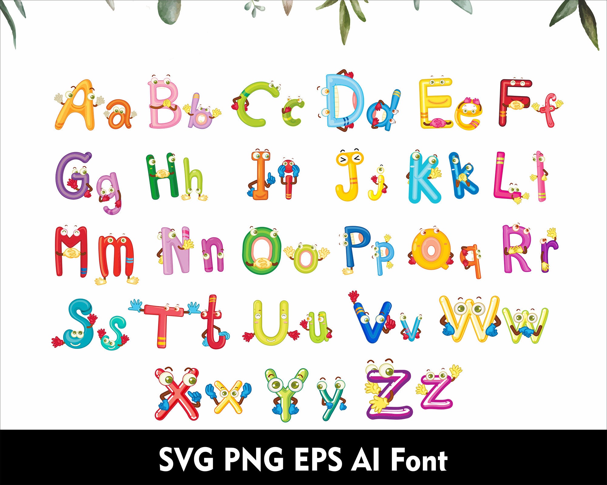 Cute Kids Cartoon Alphabet Kids Funny Font Cartoon Letter Svg Cute ...
