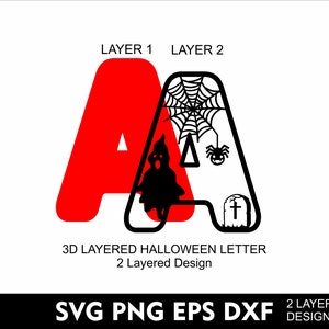 3D Spooky Alphabet Svg 2 Layar Font Svg for Cricut Cut Svg Halloween ...