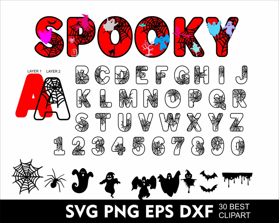 3D Spooky Alphabet Svg 2 Layar Font Svg for Cricut Cut Svg Halloween ...