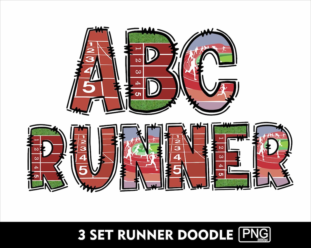 Race Doodle Alphabet BUNDLE 3 Set Png Runner Track Line Letters Run ...