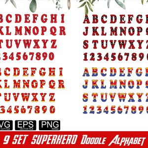 Superhero Alphabet Svg Png Avanger Super Hero Letters Super Hero Doodle ...