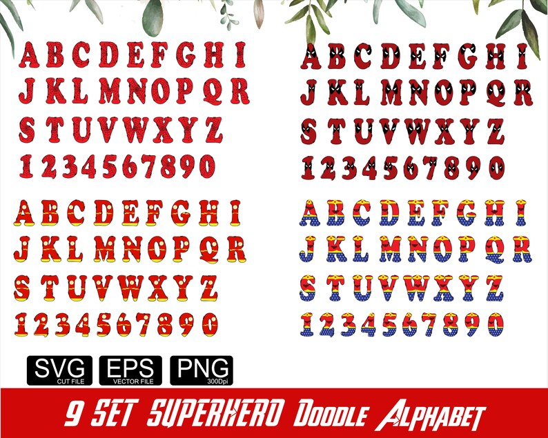 Superhero Alphabet Svg Png Avanger Super Hero Letters Super Hero Doodle ...