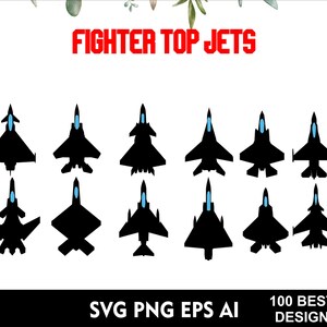 Fighter Jet BUNDLE 100 Airplane Clipart Military Jets Vector SVG Png ...
