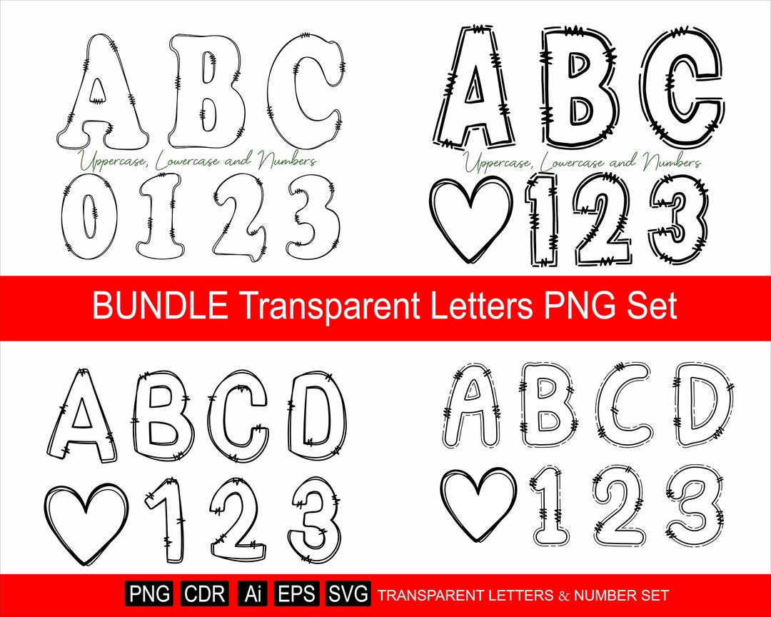 BUNDLE Doodle Letters PNG Transparent Doodle Alphabet Hand Drawn ...