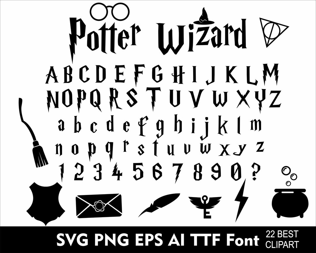 Potter Font SVG Halloween Font Wizard Potter Svg Png Eps TTF Font ...