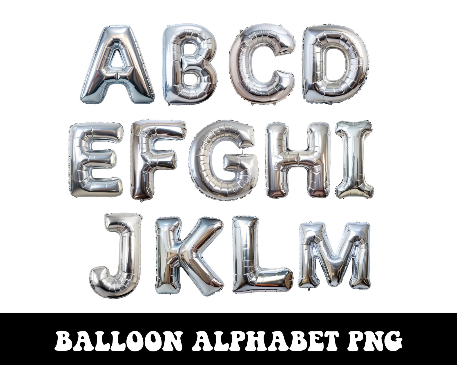 Party Balloon Silver Alphabet Png Birthday Png Alphabet Party Png Font ...