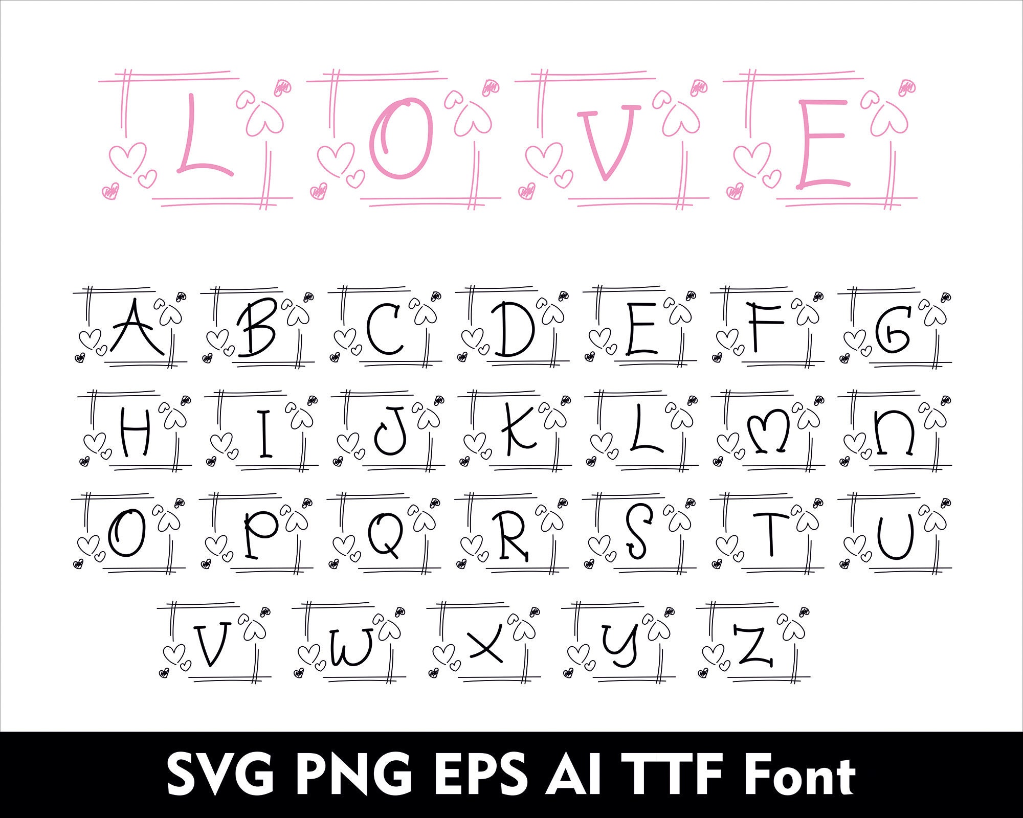 Love Font SVG Wedding Alphabet Svg Png Eps TTF Font Love - Etsy