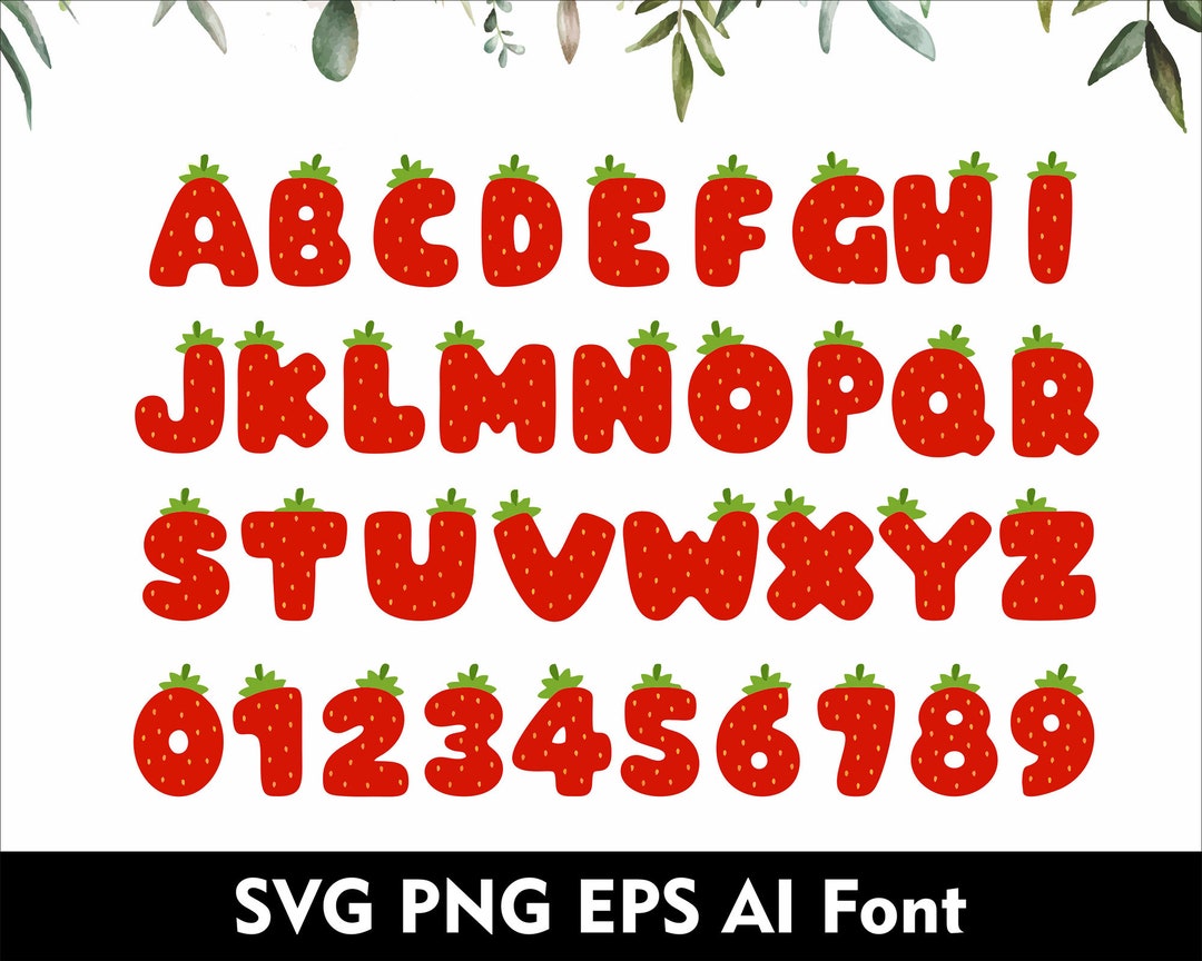Fuente De Color Fresa Alfabeto De Fruta De Fresa Letras De Fresa Fuente ...