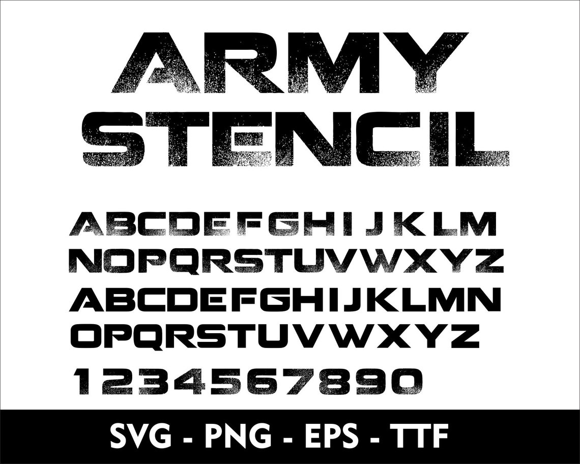 Army Stencil Alphabet SVG Army Font SVG Coalition Navy Stencil Alphabet ...