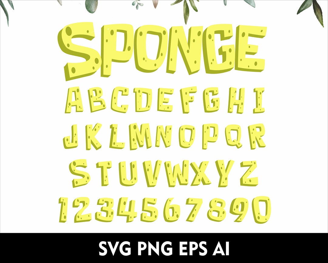Cartoon Sponge Font Svg Sponge Letters Svg Layered Sponge - Etsy