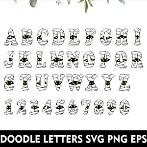 Halloween Mummy Font Halloween Doodle Letters Halloween Mummy Alphabet ...
