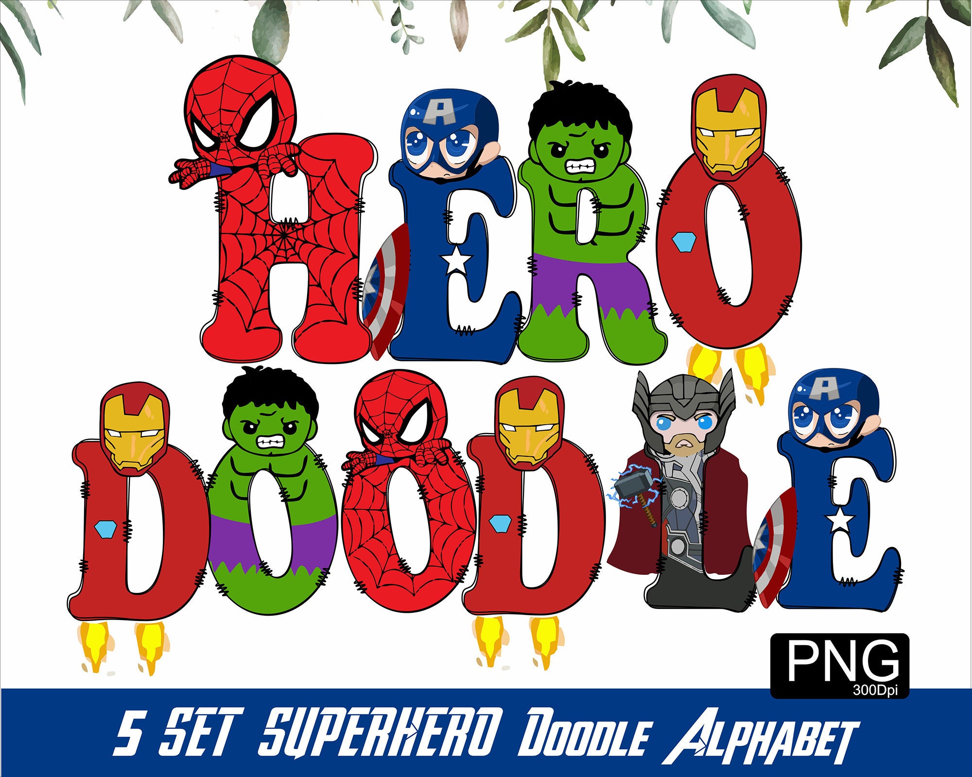 Super Hero Alphabet PNG Avanger Font Super Hero Letter Hero Doodle PNG ...
