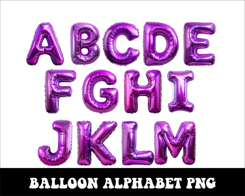 BUNDLE 10 Colors Balloon Alphabet Png Birthday Png Alphabet Party Png ...