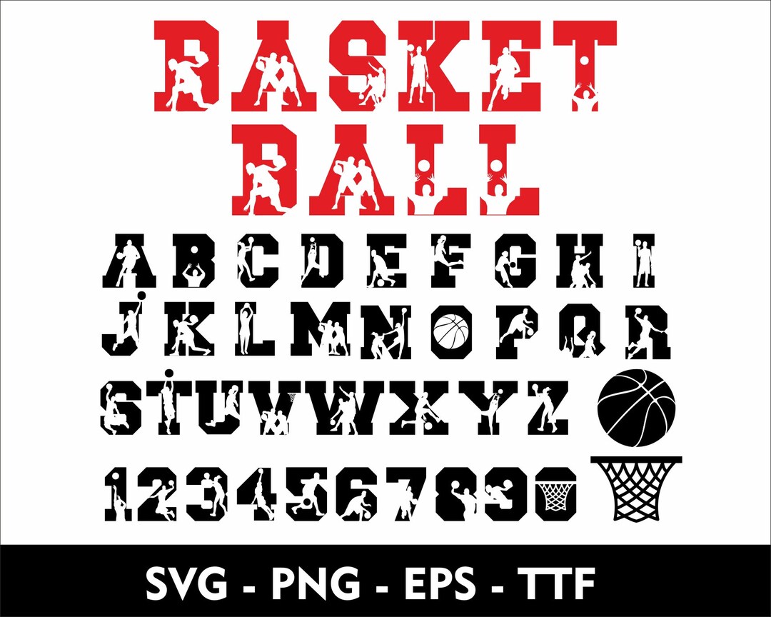 Basketball Alphabet Font SVG Letters and Numbers Basketball Font for ...