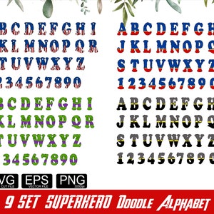 Superhero Alphabet Svg Png Avanger Super Hero Letters Super Hero Doodle ...