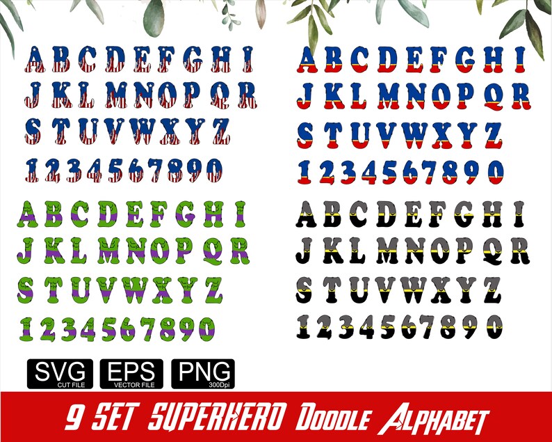 Superhero Alphabet Svg Png Avanger Super Hero Letters Super Hero Doodle ...