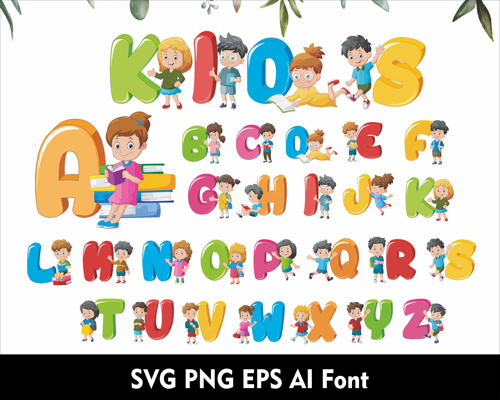 Cartoon Funny Kids Alphabet Svg Funny Font Svg Png Cute Funny - Etsy