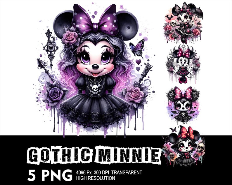 Gothic Minnie 5 PNG Design High Resolution Transparent Background ...