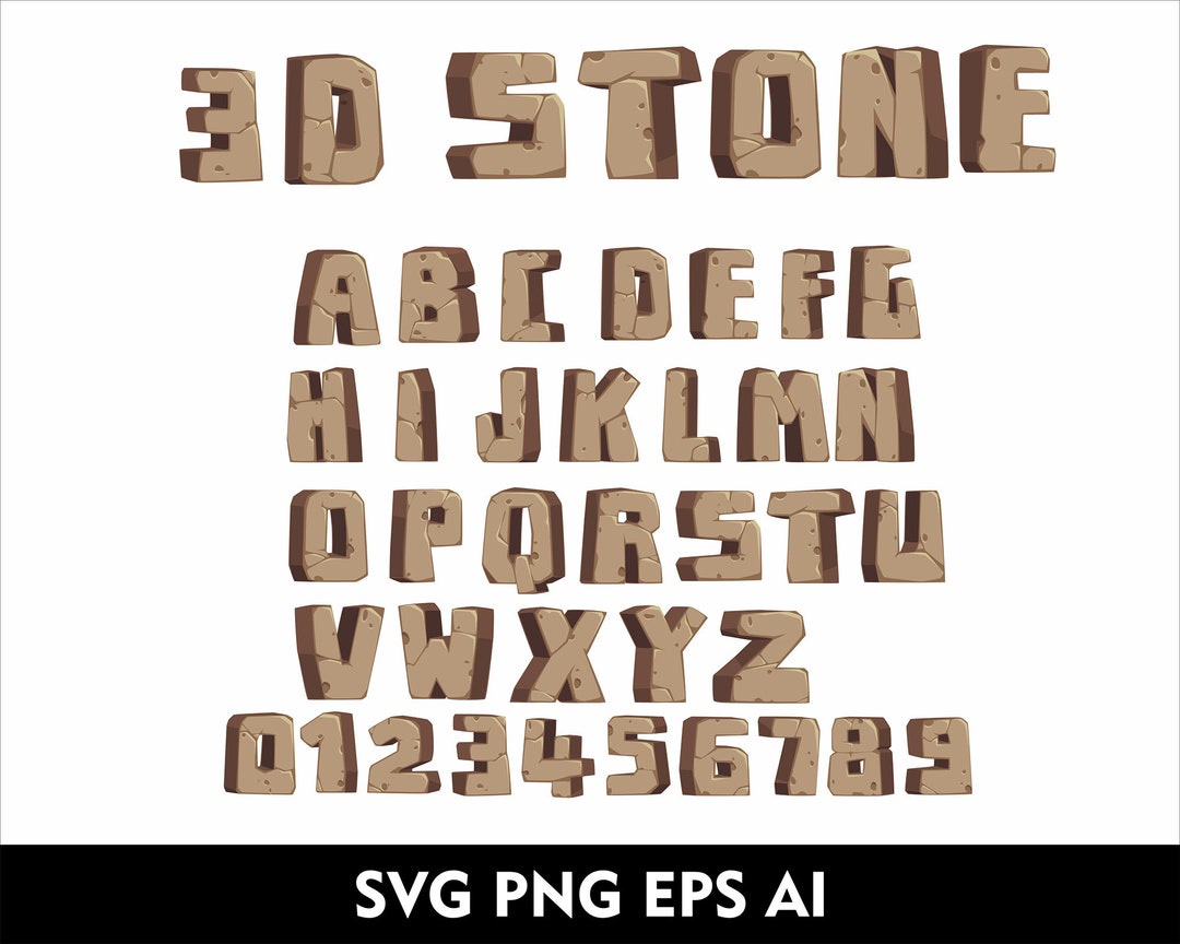 3d Stone Font Svg Stone Alphabet 3d Stone Letters Font for Cricut SVG ...