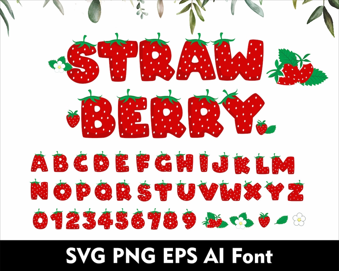 Strawberry Color Font Strawberry Fruit Alphabet Strawberry Letters ...