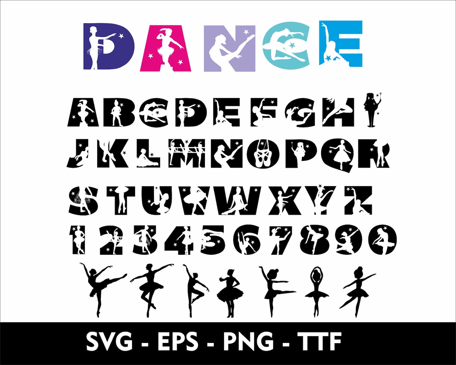 Ballet Alphabet Font SVG Ballet Font Dancer SVG Font Ballet Clipart ...