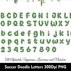 Soccer Doodle Letters Soccer Alphabet BUNDLE 6 Set Doodle Font Sport ...