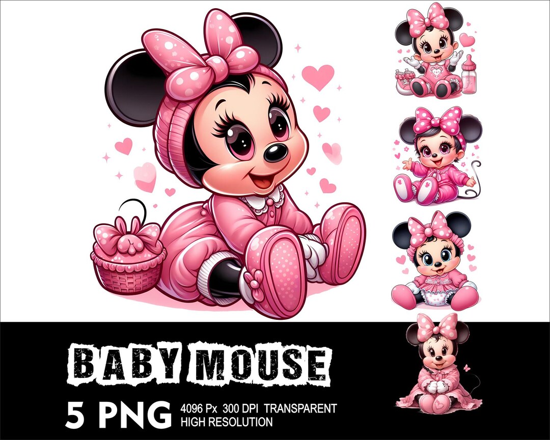 5 PNG Pink Baby Mouse Girl Splash and Watercolor Transparent PNG File ...
