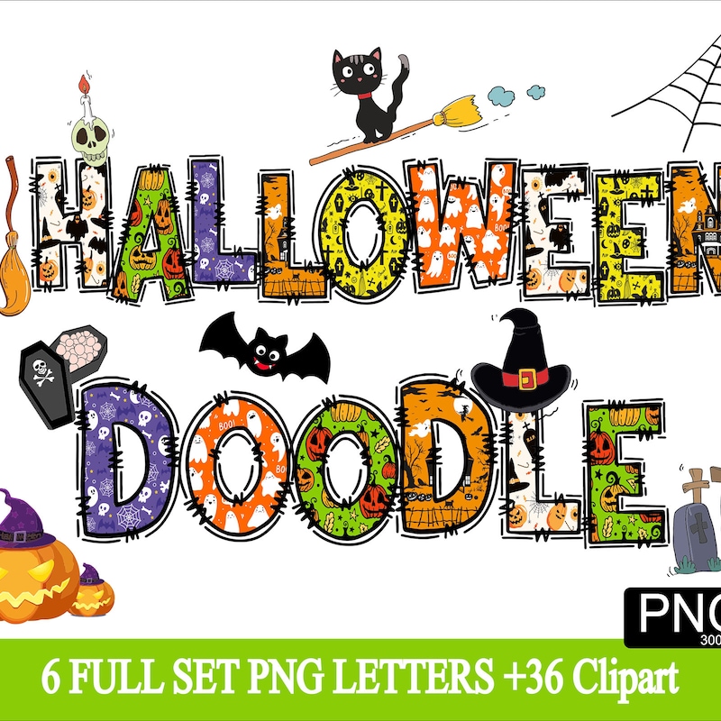 Halloween Doodle Alphabet - Etsy
