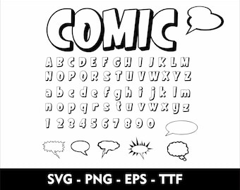 Comic Font SVG Comic Bubbles Clipart Kids Font Hero Alphabet Font for ...