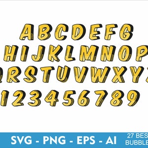 Comic Font SVG Comic Bubbles Clipart Kids Font - Comic Svg Png Eps Ai ...