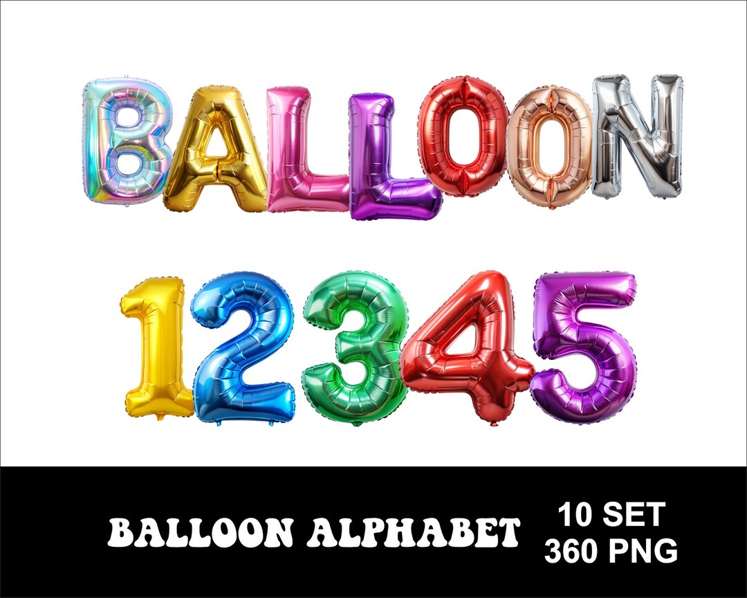 BUNDLE 10 Colors Balloon Alphabet Png Birthday Png Alphabet Party Png ...