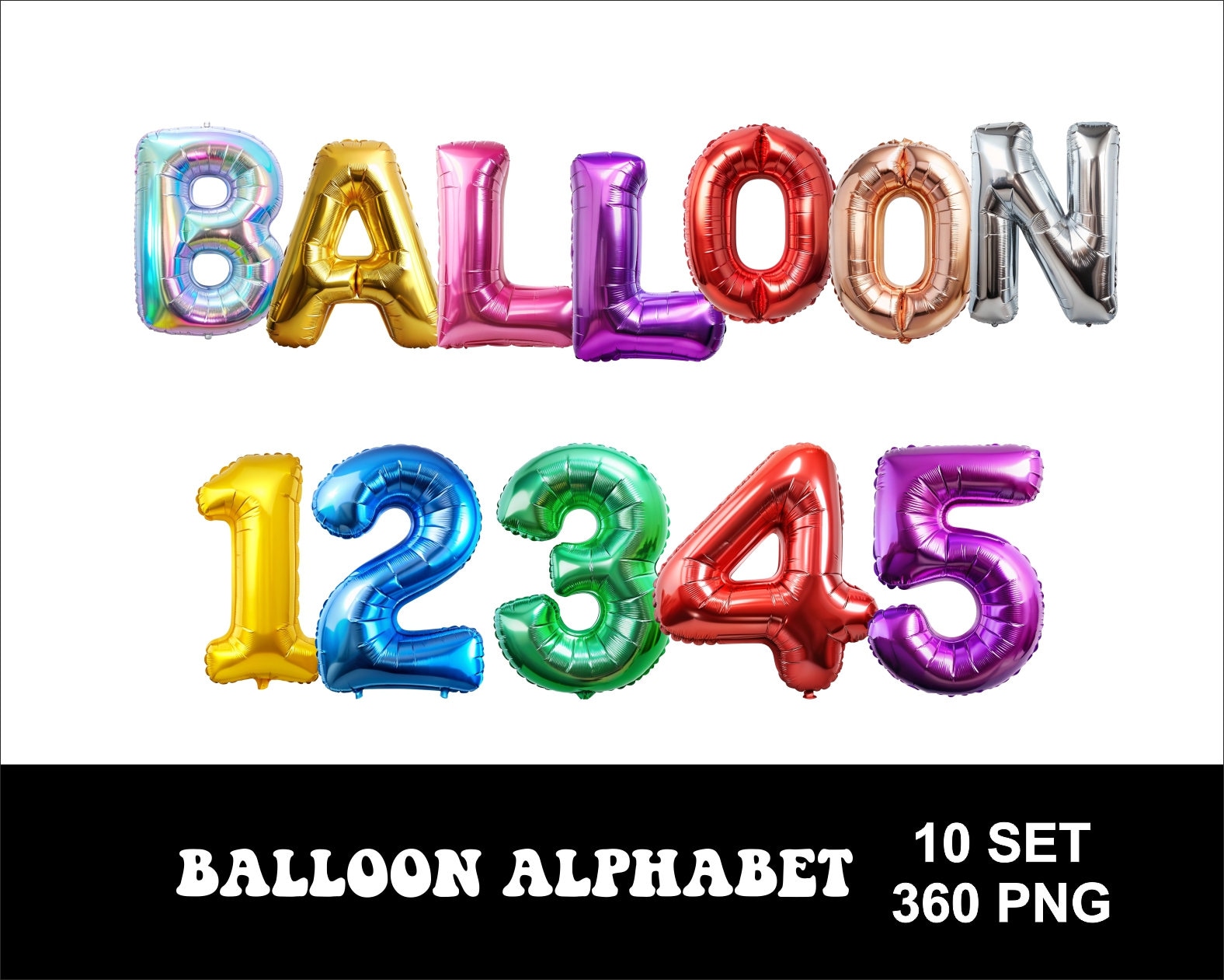 BUNDLE 10 Colors Balloon Alphabet Png Birthday Png Alphabet Party Png ...