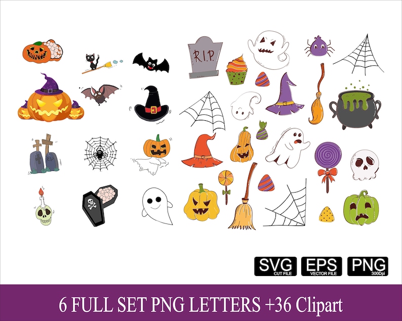 Halloween Alphabet BUNDLE Halloween Day Font Spooky Alphabet Haloween ...