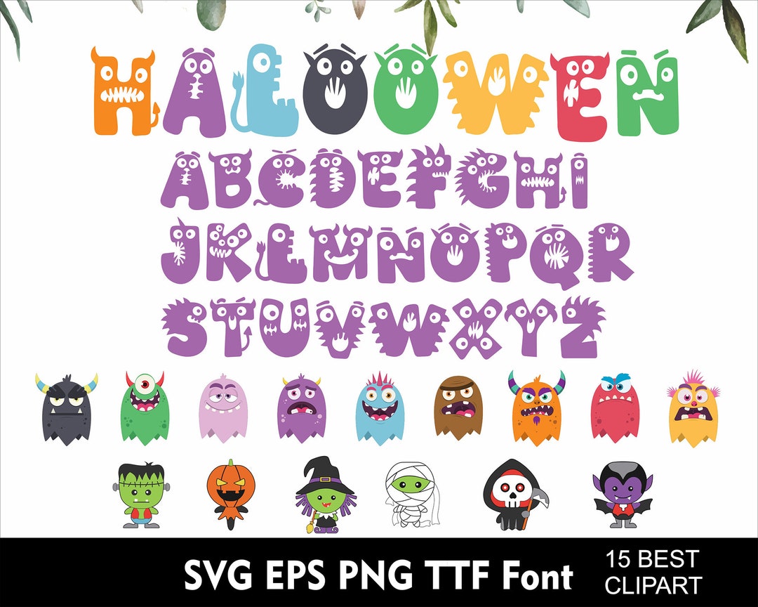 Halloween Monster Font Halloween Doodle Letters Halloween Monster ...