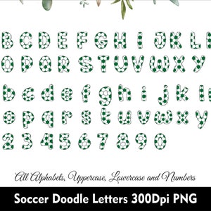 Soccer Doodle Letters Soccer Alphabet BUNDLE 6 Set Doodle Font Sport ...