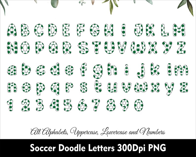 Soccer Doodle Letters Soccer Alphabet BUNDLE 6 Set Doodle Font Sport ...