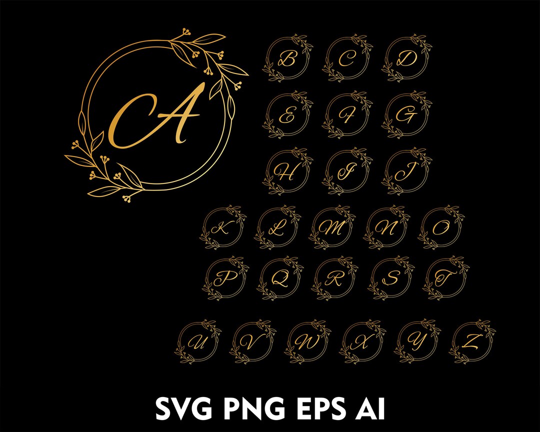Monogram Gold Wedding Font SVG Wedding Alphabet Svg Png Eps Font Gold ...