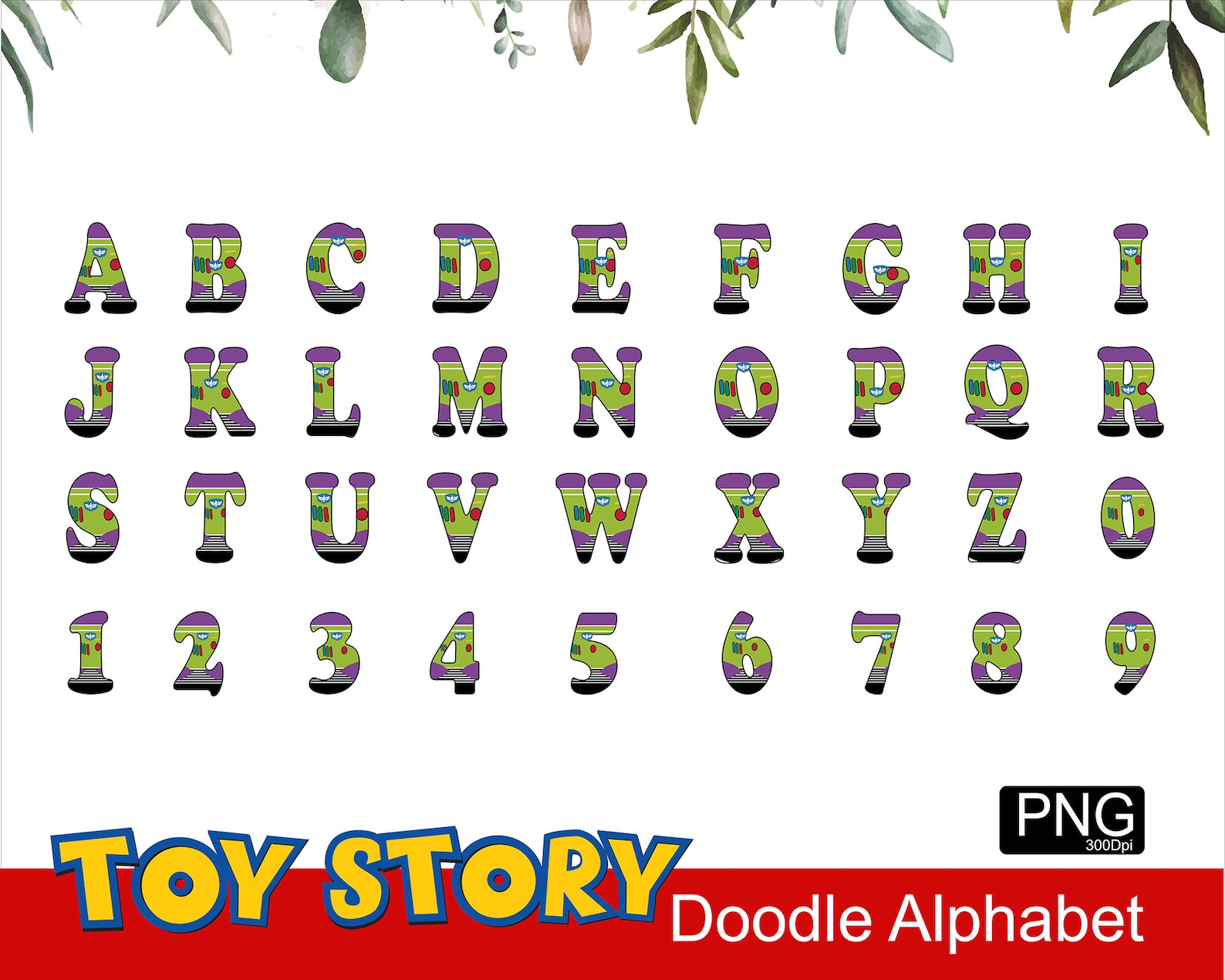 Toy Story Doodle Alphabet BUNDLE 7 Set Toys Story Font Png - Etsy