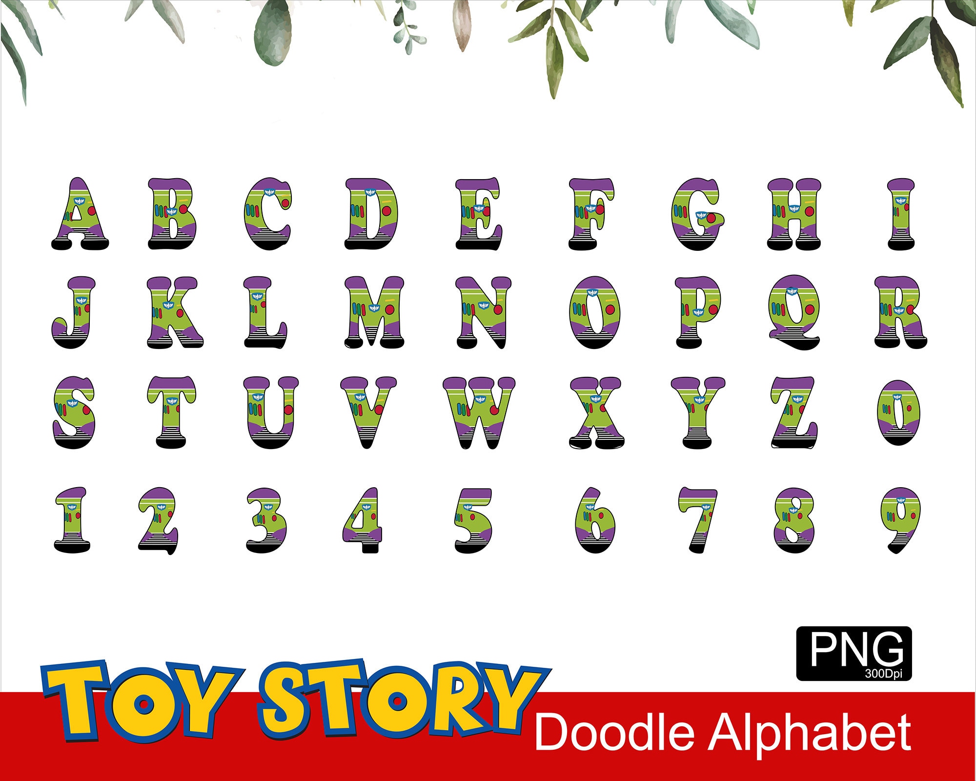 Toy Story Doodle Alphabet BUNDLE 7 Set Toys Story Font Png Alphabet ...